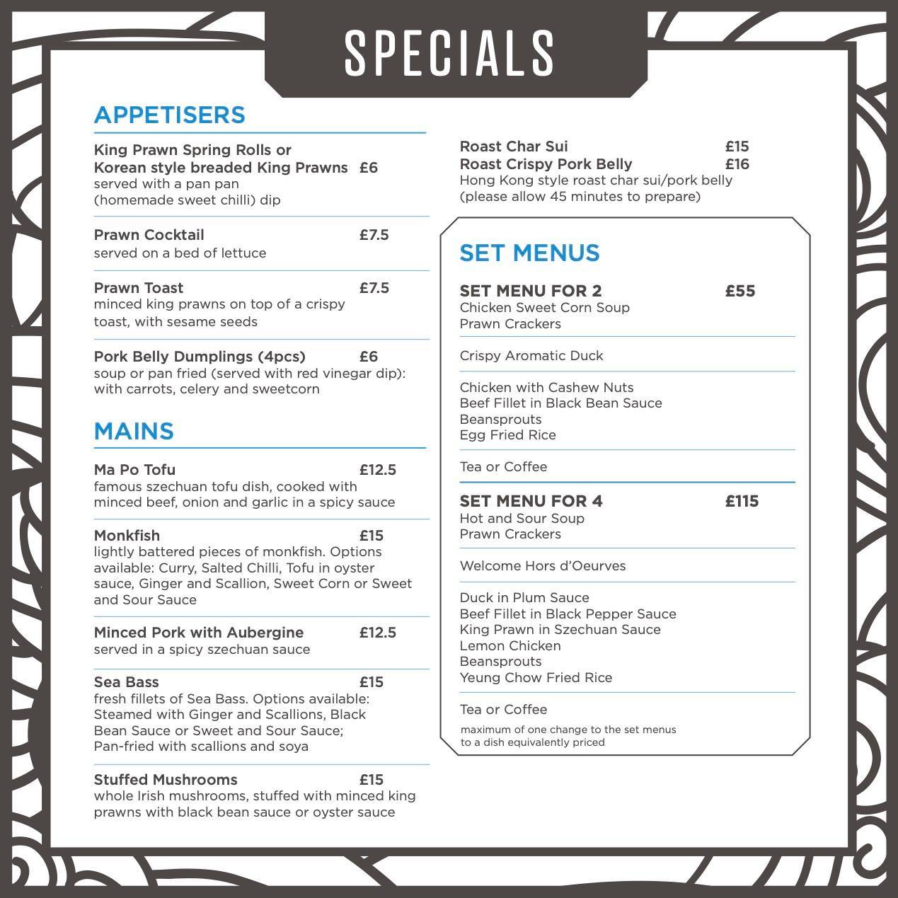 Menu at The Welcome Restaurant, Belfast, 22 Stranmillis Rd