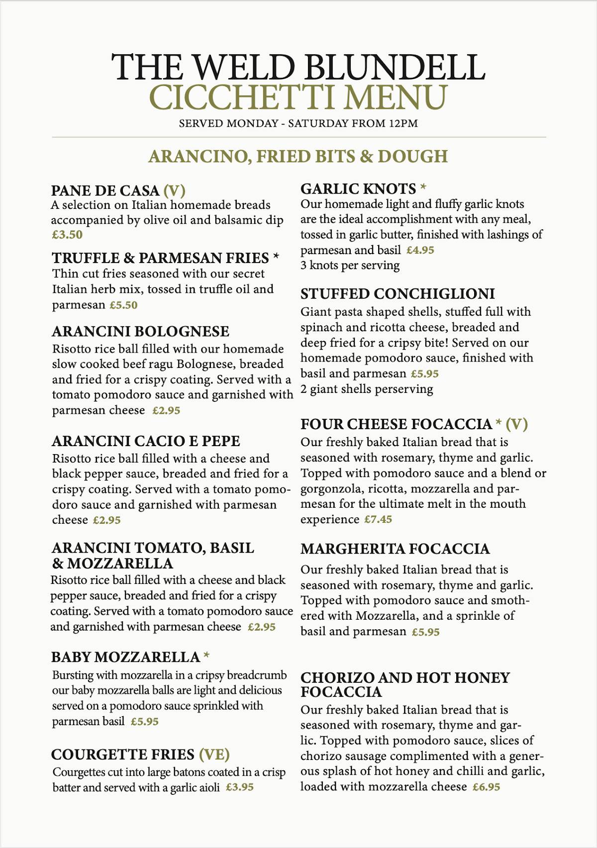 Menu at The Weld Blundell pub & bar, Liverpool, 226 Southport Rd