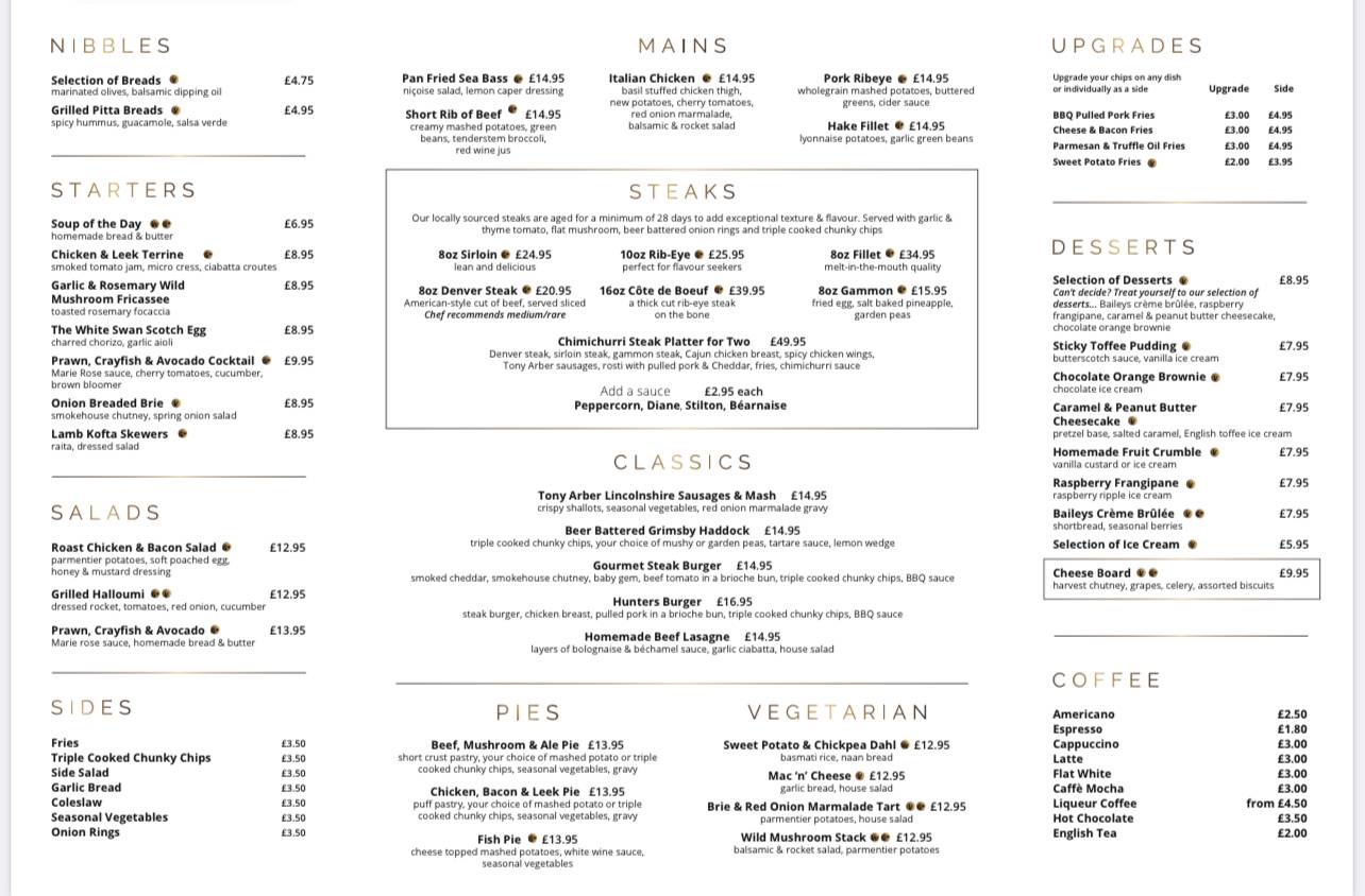 Menu at The White Swan pub & bar, Scotter