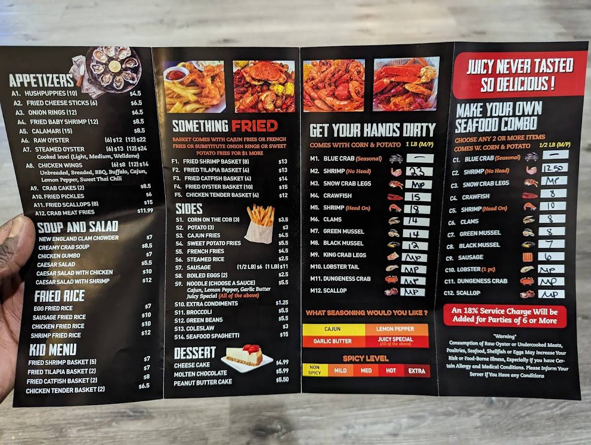 Menu at The Crab 99 restaurant, Hagerstown