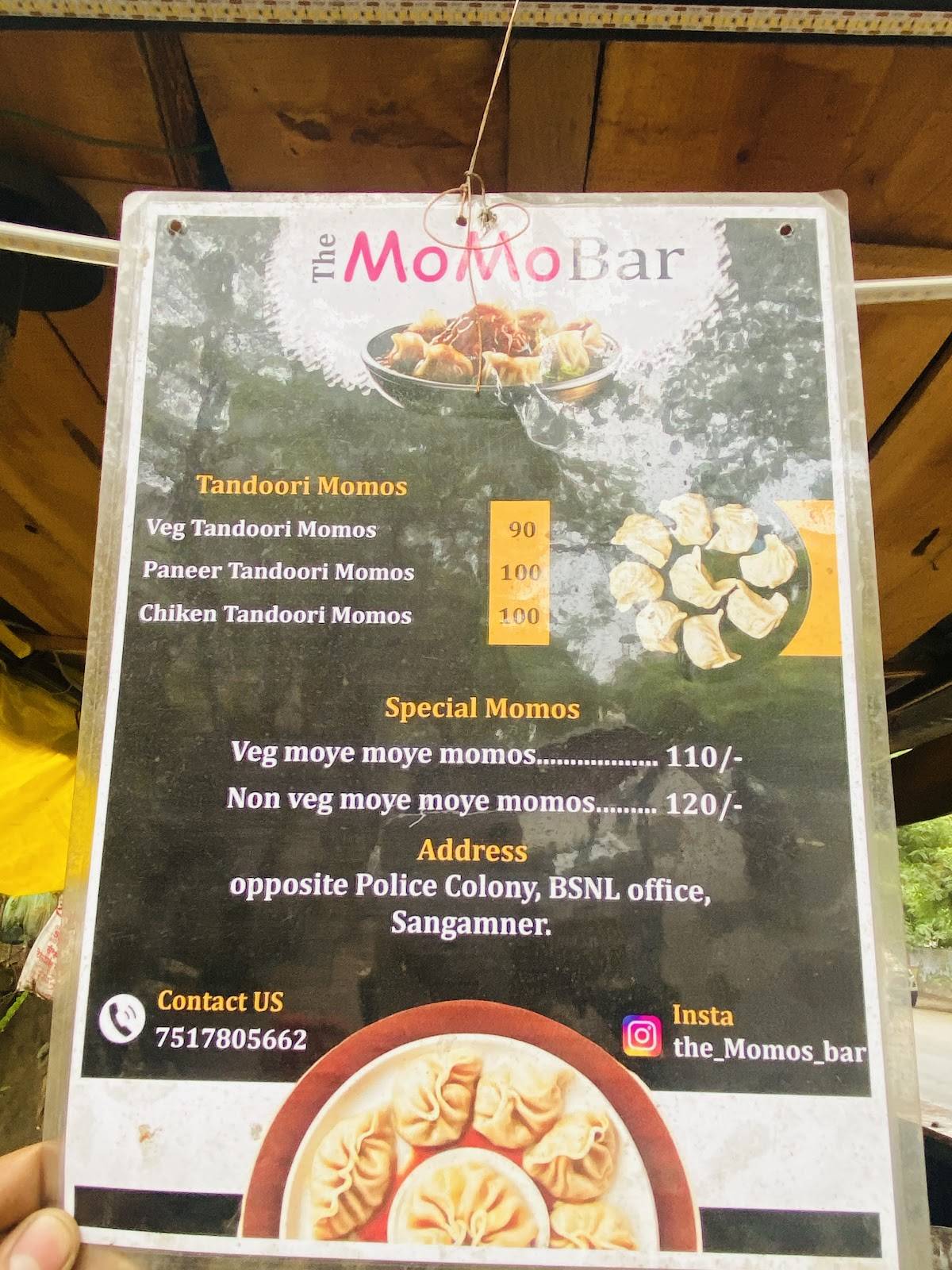 Menu at The momo bar, Sangamner
