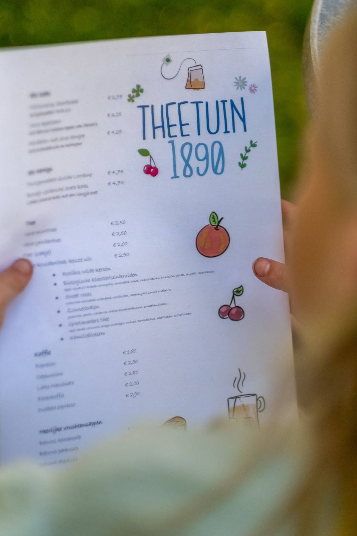 Menu at Theetuin 1890, Lienden
