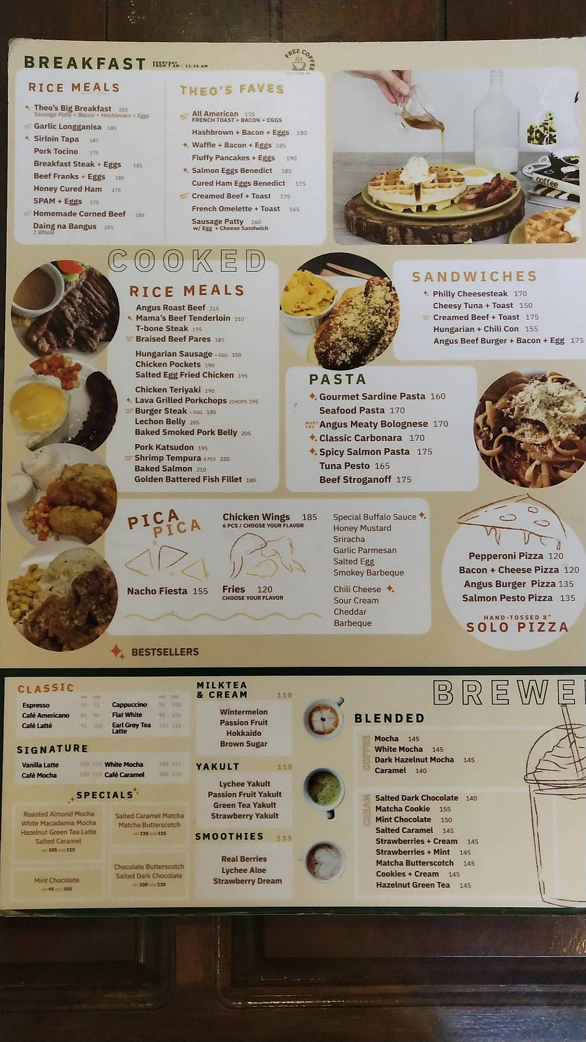Menu at Theo's Kitchen + Café restaurant, Quezon City