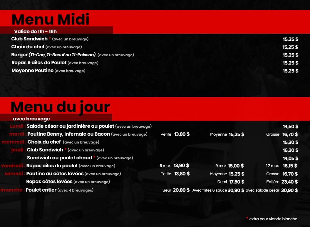 Menu au Rôtisseries Ti-Coq (Trois-Rivières-Ouest) restaurant, Trois ...