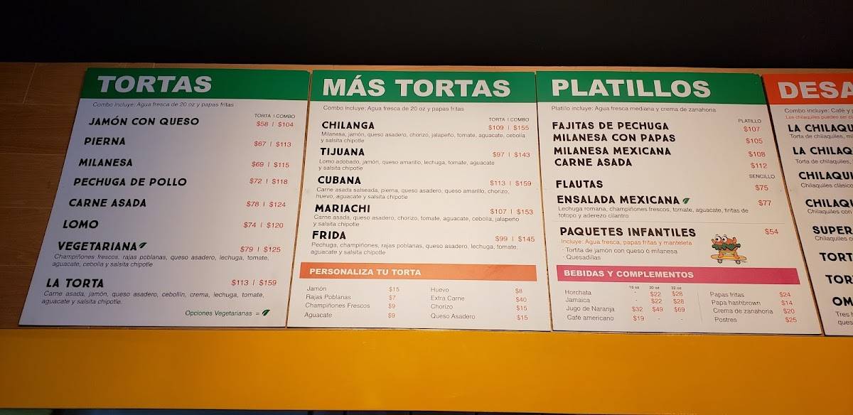 Carta del restaurante La Torta Plaza, Tijuana, Blvd. Salinas 10889