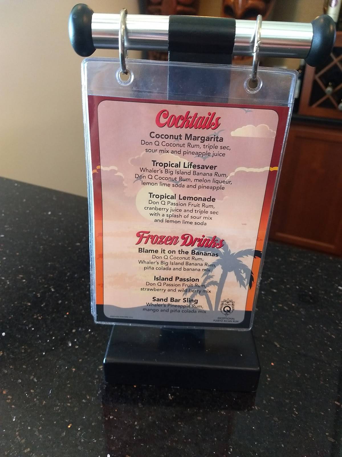 Menu at Tiki Bar, Surfside Beach, N Ocean Blvd