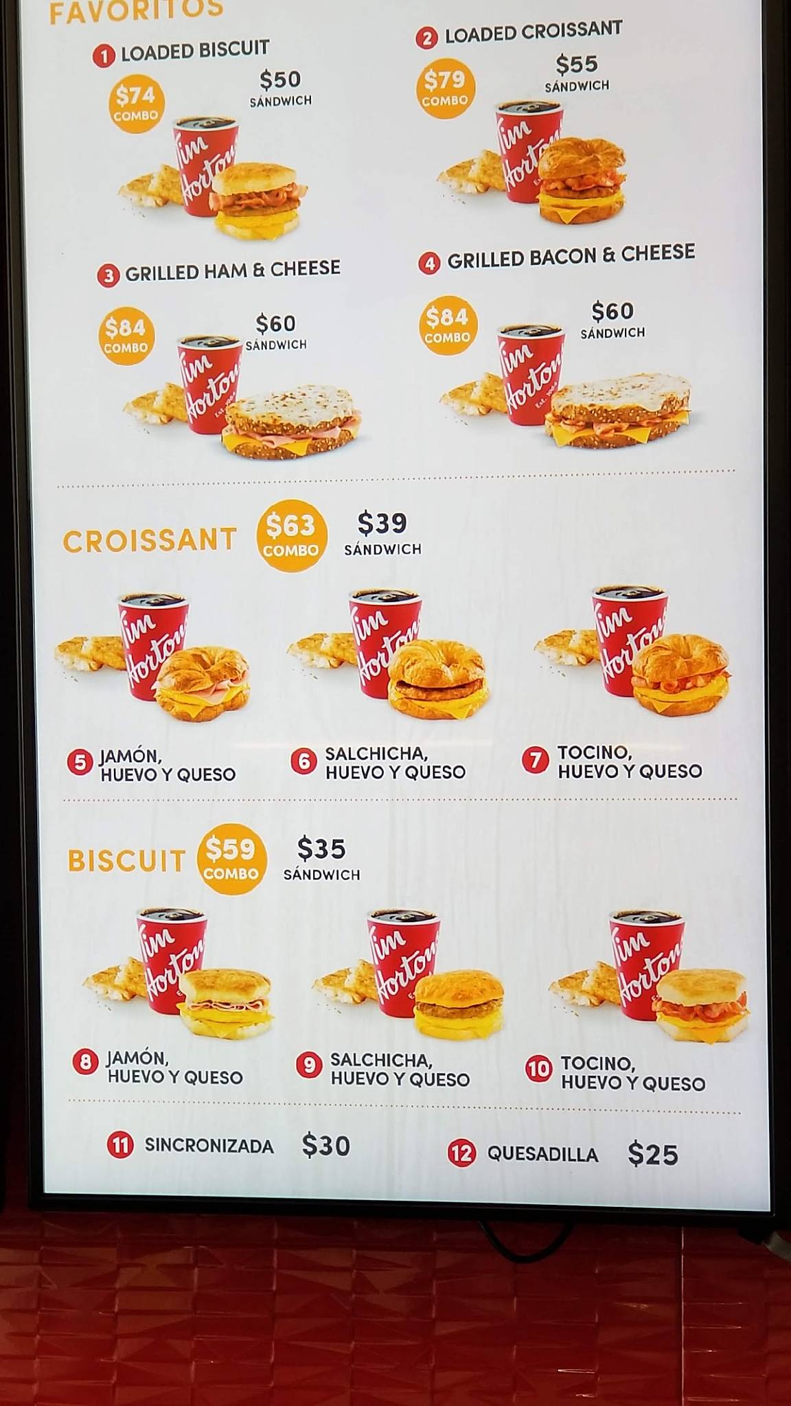 Carta del café Tim Hortons Vía Puerta del Hierro, Monterrey, Av. Paseo ...