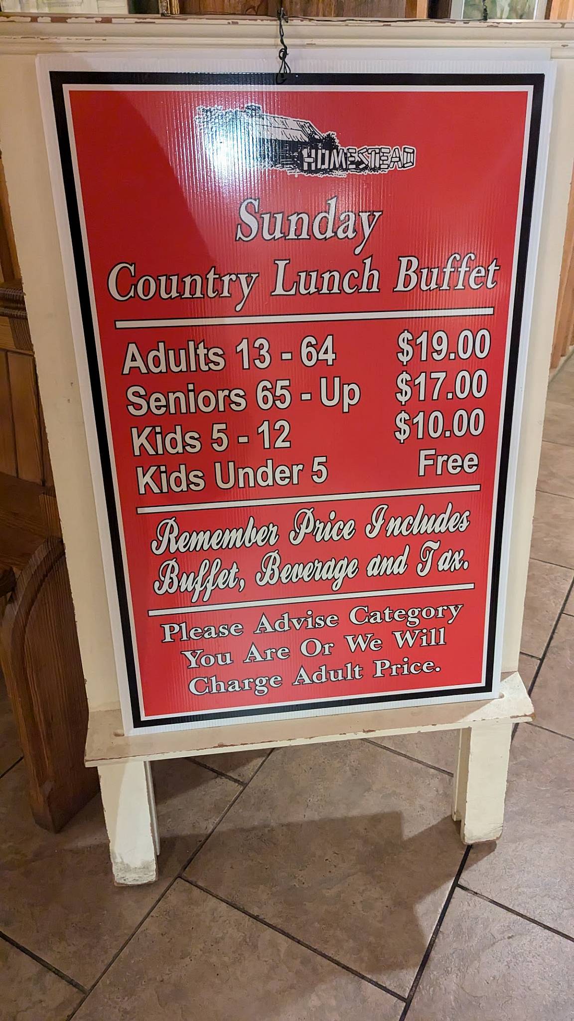 Menu at Homestead Steakhouse & Restaurant, Timberlake, 205 Frank ...