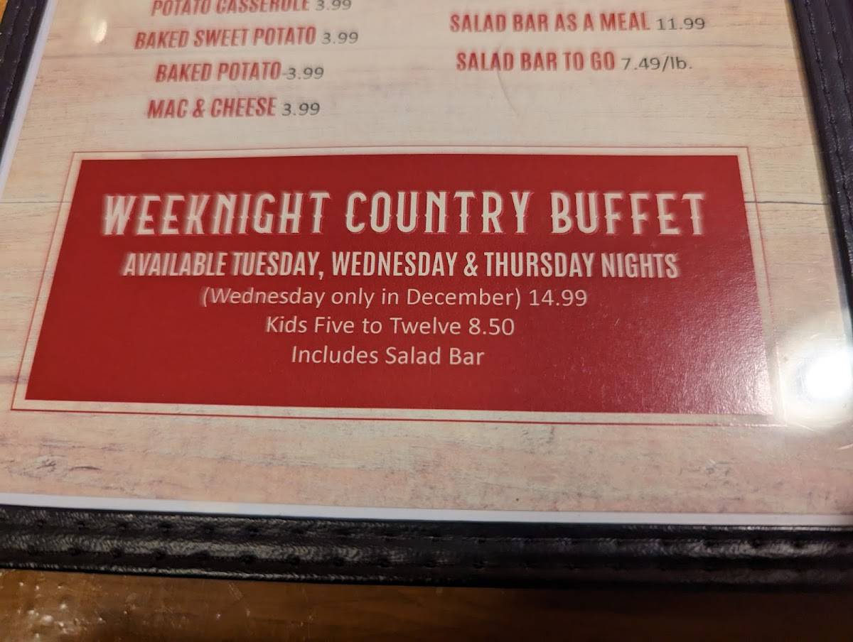 Menu at Homestead Steakhouse & Restaurant, Timberlake, 205 Frank ...