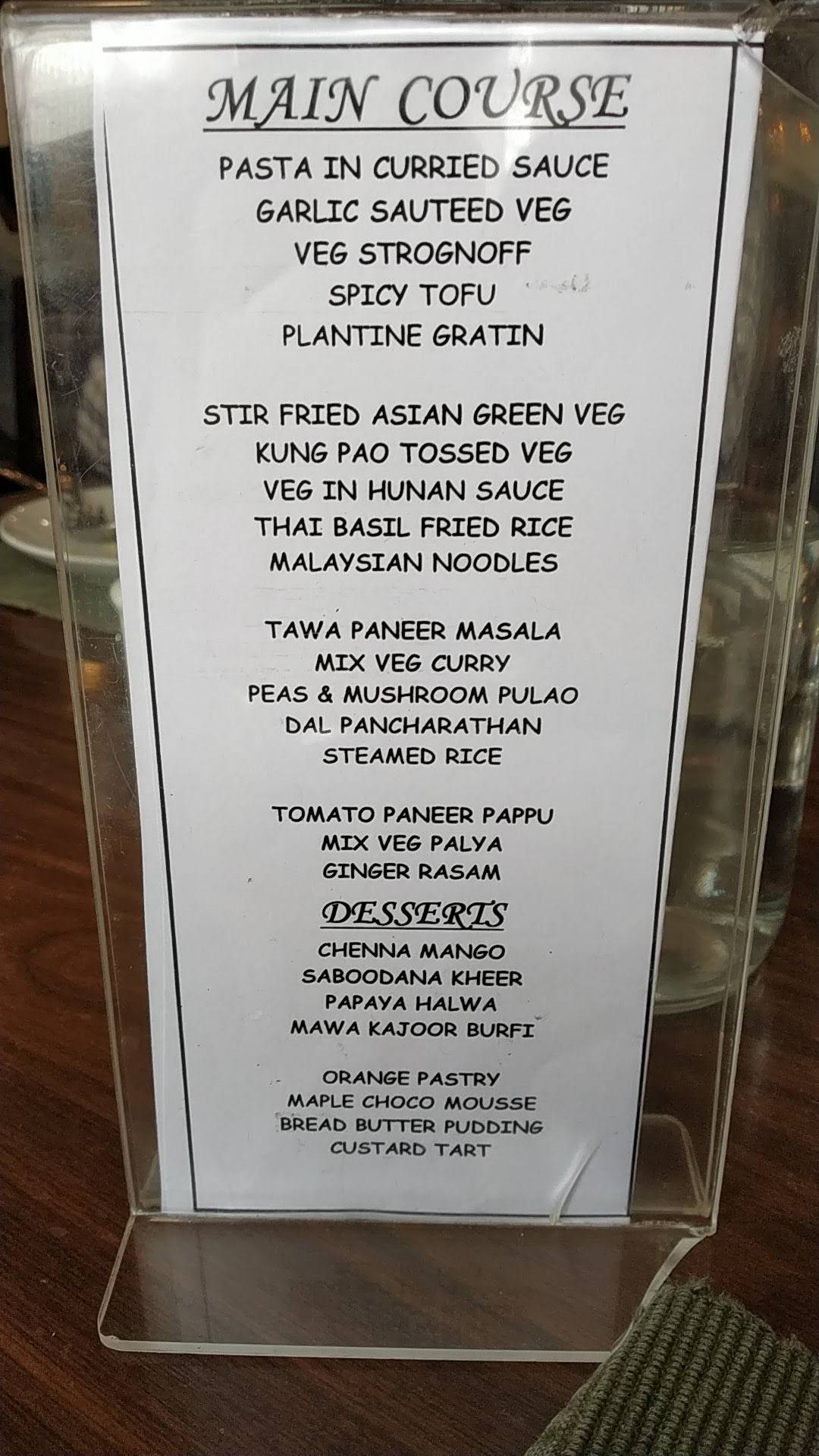 Menu at Time Traveller (Urban Herbivore), Bengaluru, 144-C/1