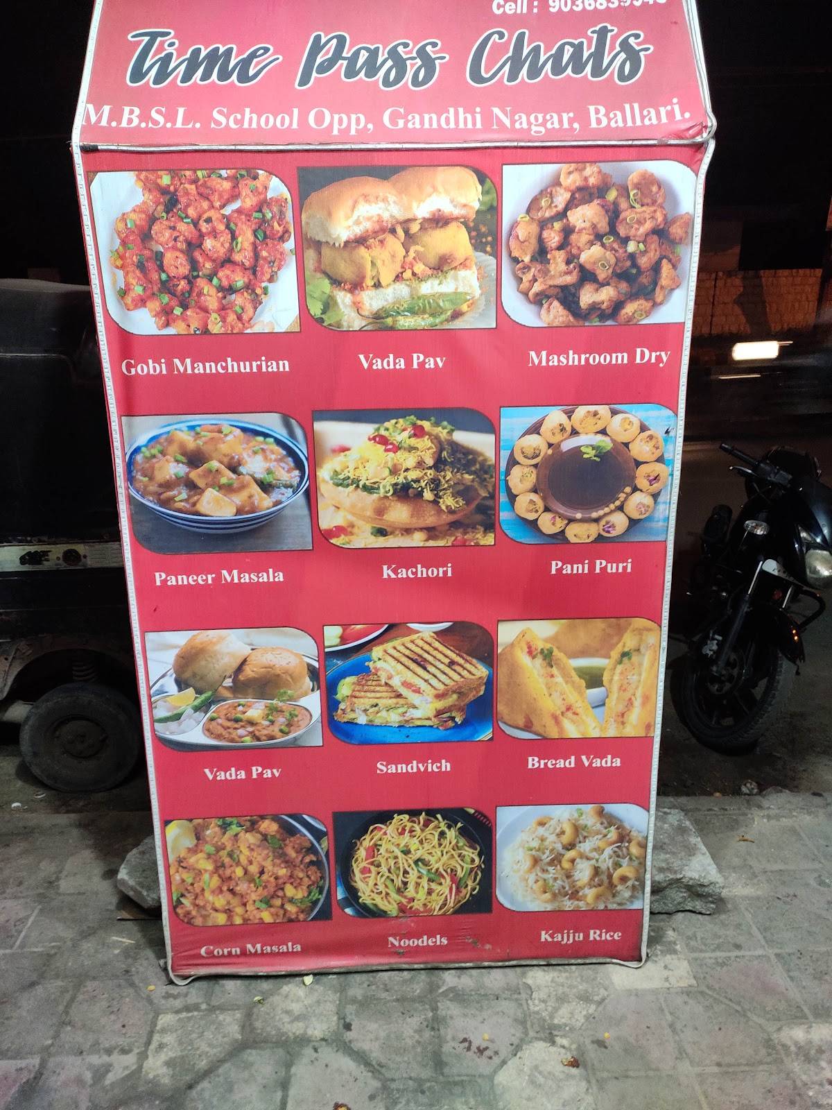 Menu at Time Pass Chats, Ballari