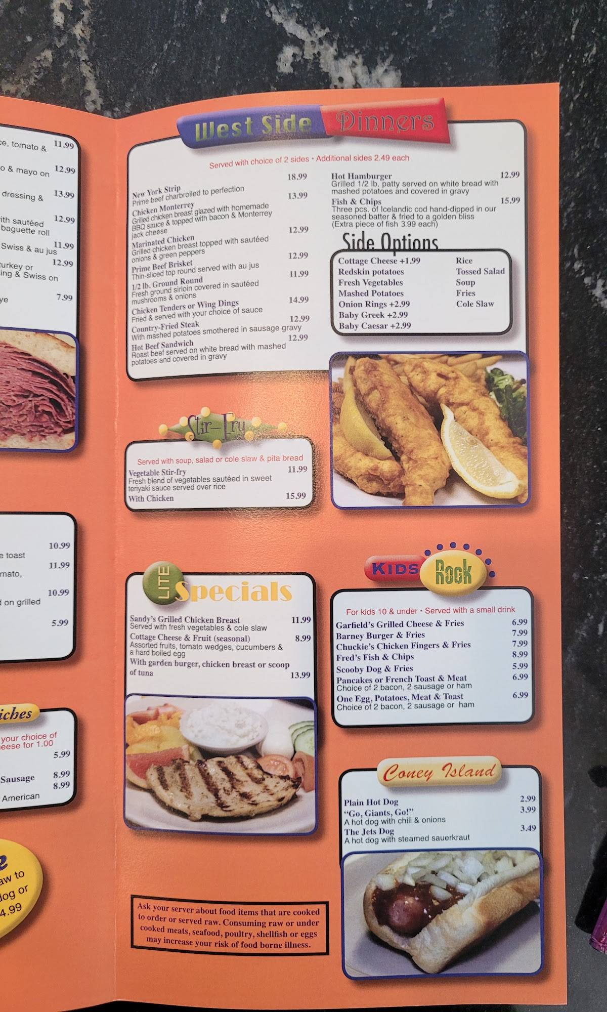 Menu at Times Square Restaurant, Romeo