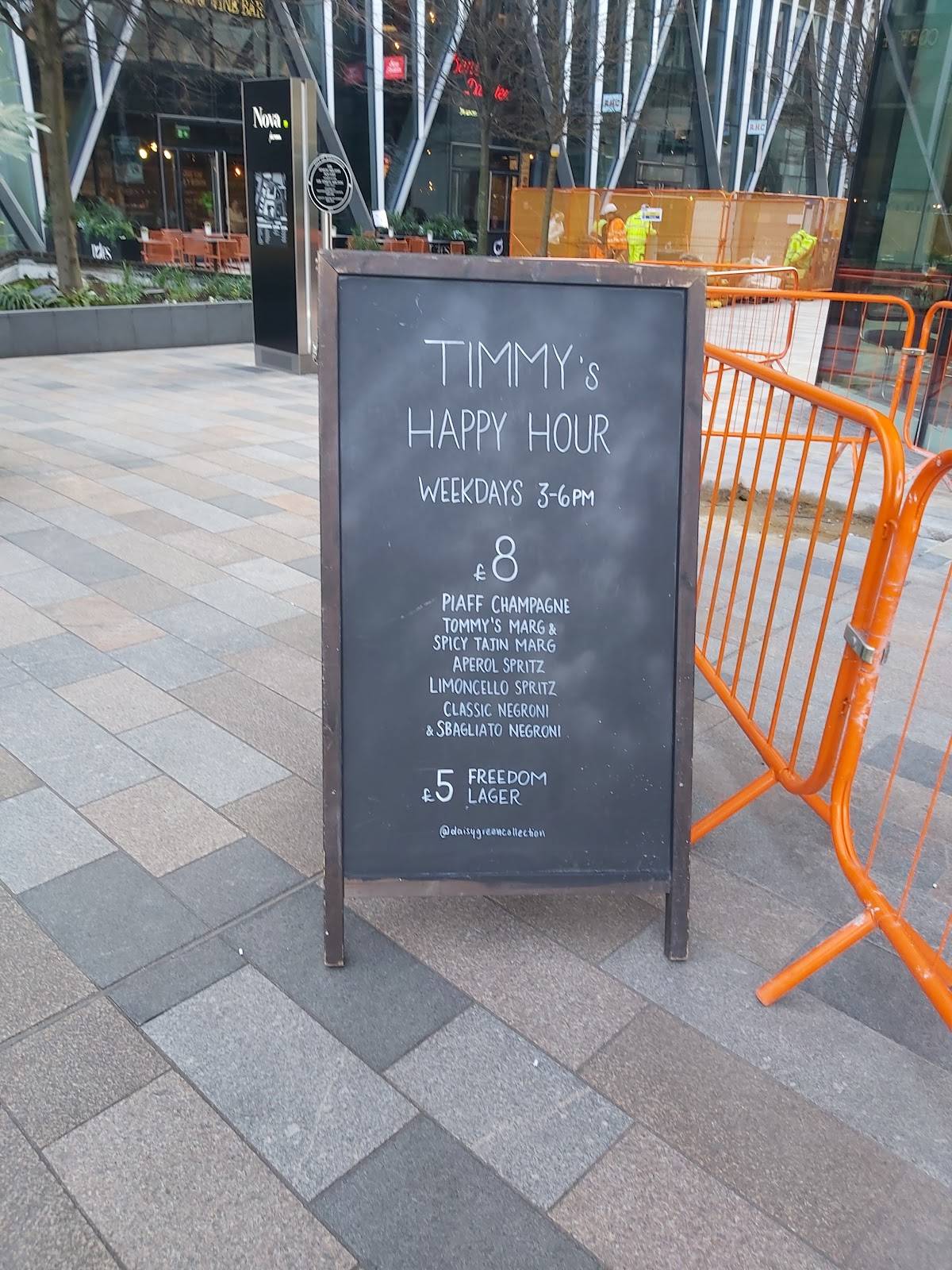 Menu at Timmy Green pub & bar, London