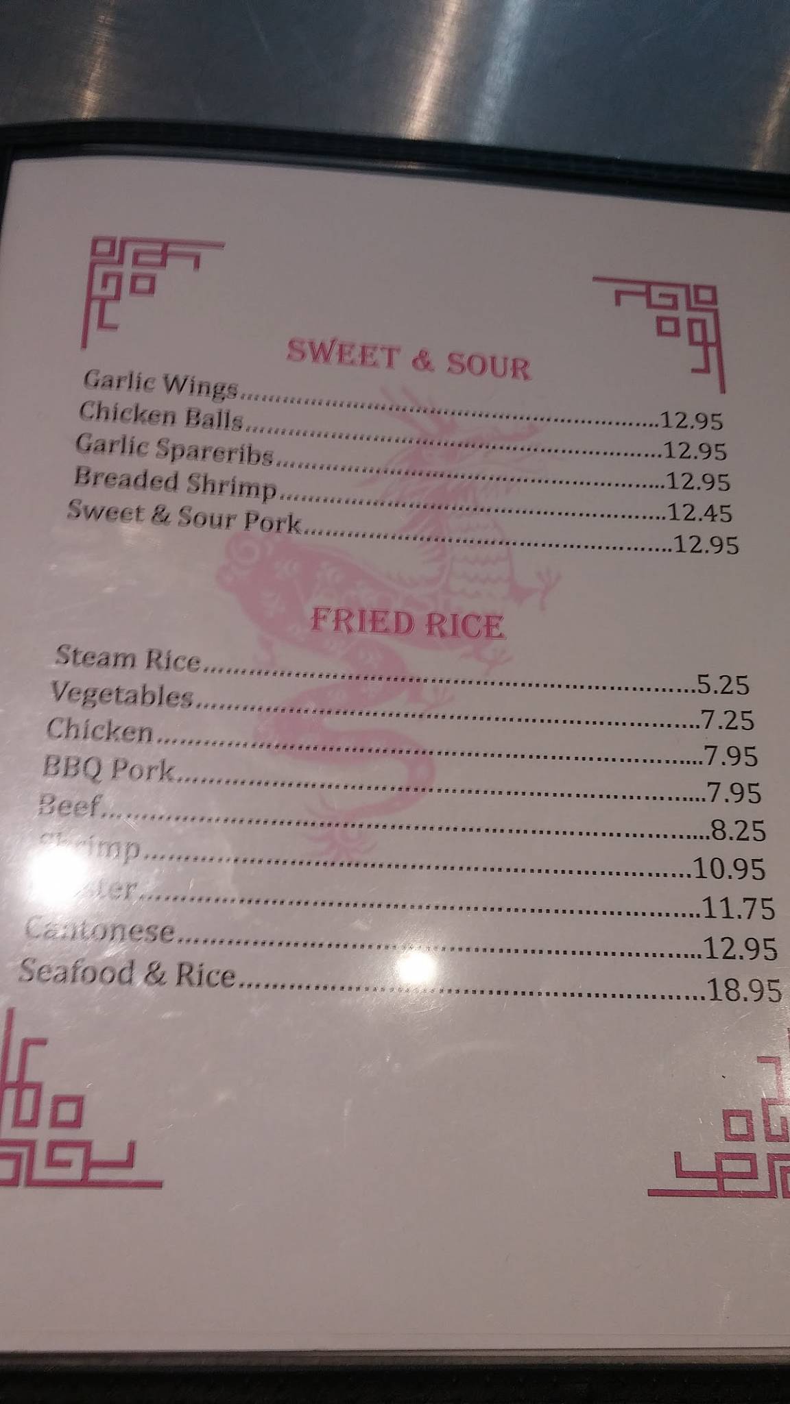 Menu at Tina Kitchen restaurant, Hartland