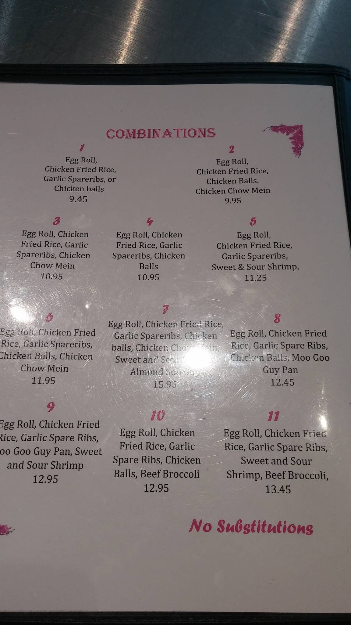 Menu at Tina Kitchen restaurant, Hartland