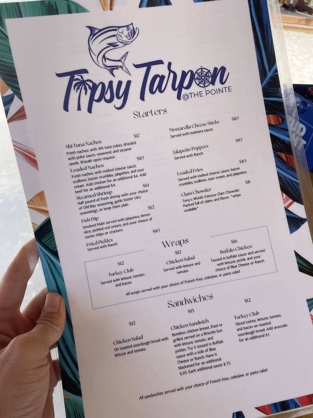 Menu at Tipsy Tarpon restaurant, Crystal River