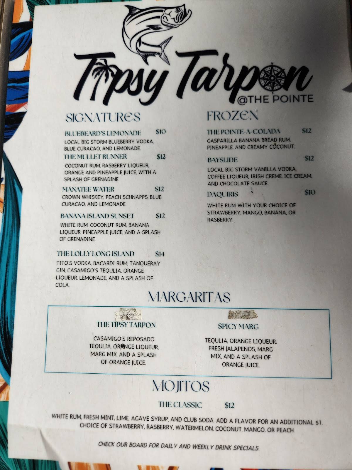 Menu at Tipsy Tarpon pub & bar, Crystal River