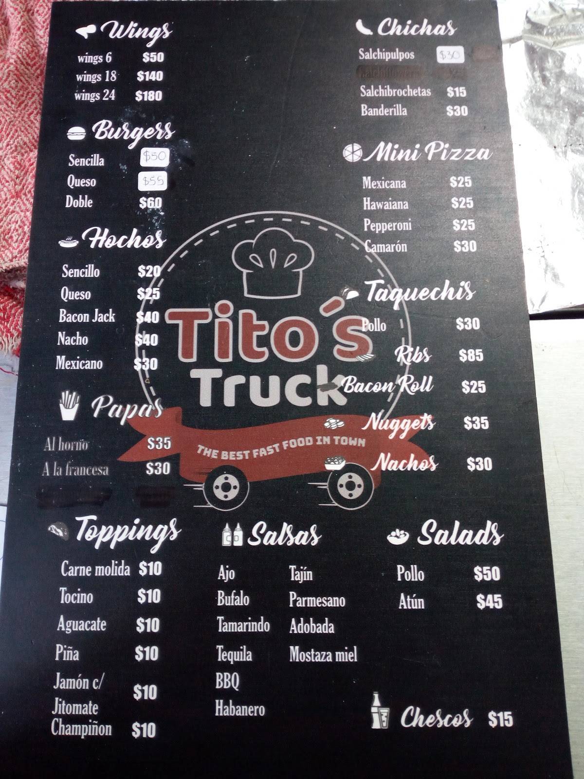 Menu at Tito's Truck restaurant, Mexico City