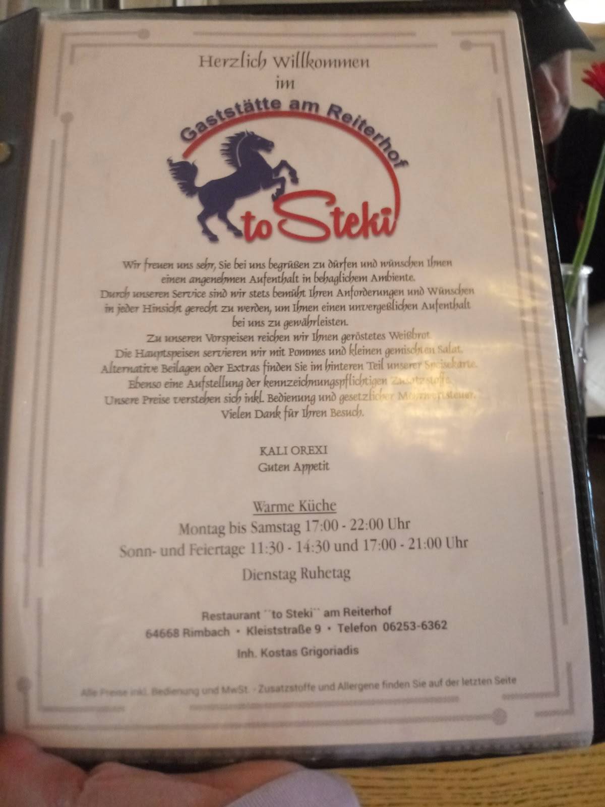 Menu at To Steki am Reiterhof - Rimbach restaurant, Rimbach