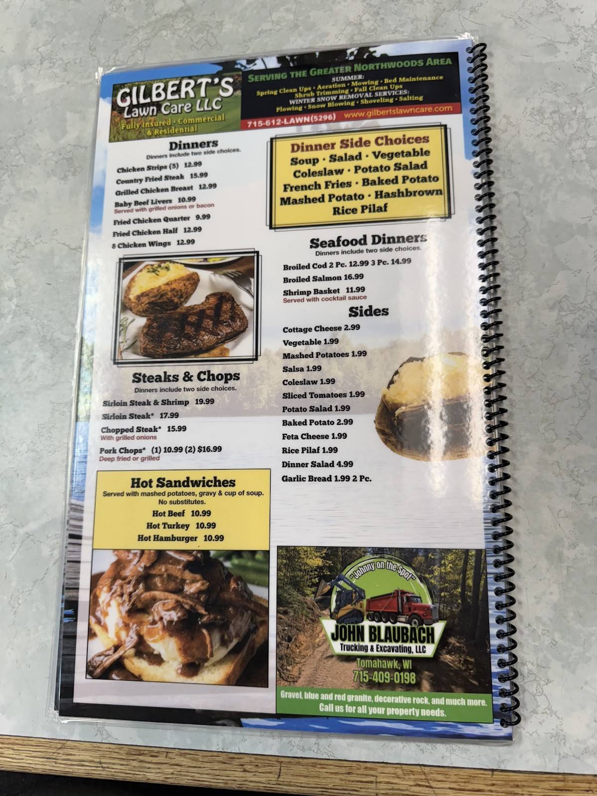 Menu at Tomahawk Family Restaurant, Tomahawk