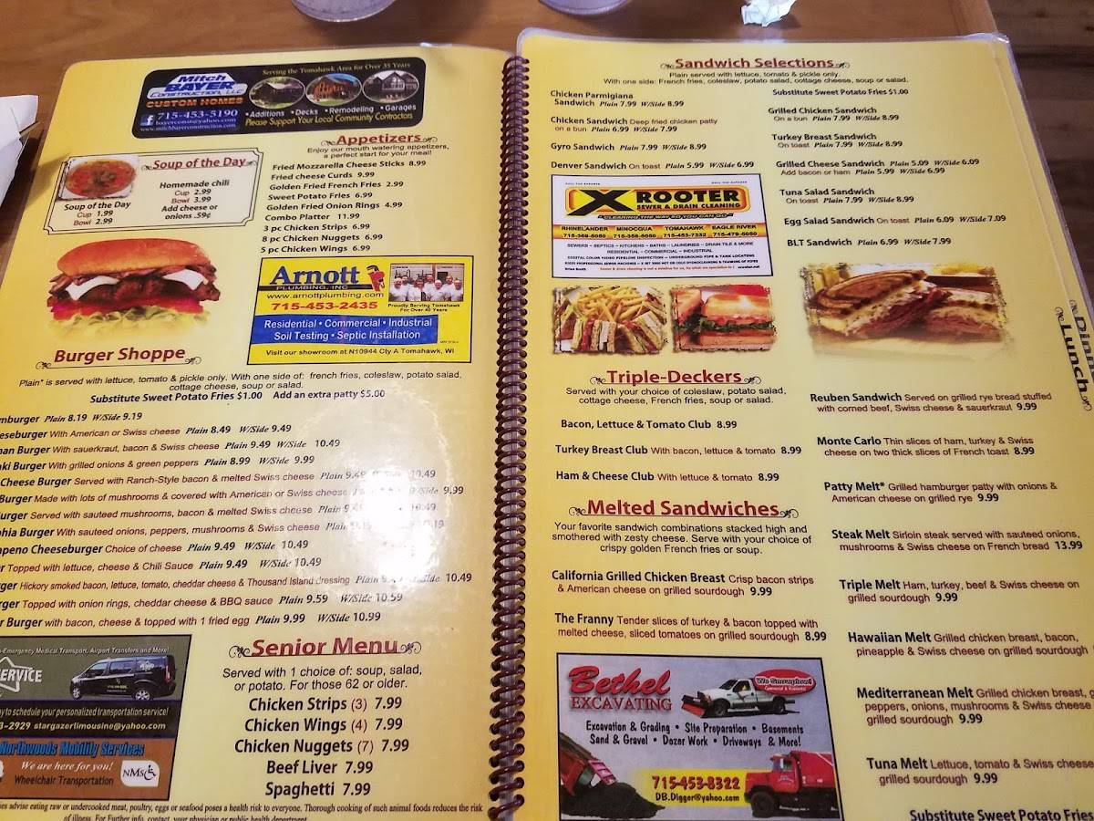Menu at Tomahawk Family Restaurant, Tomahawk