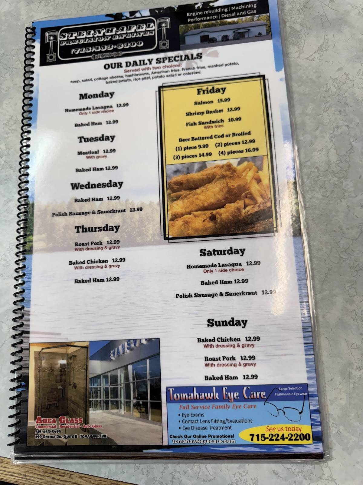 Menu at Tomahawk Family Restaurant, Tomahawk