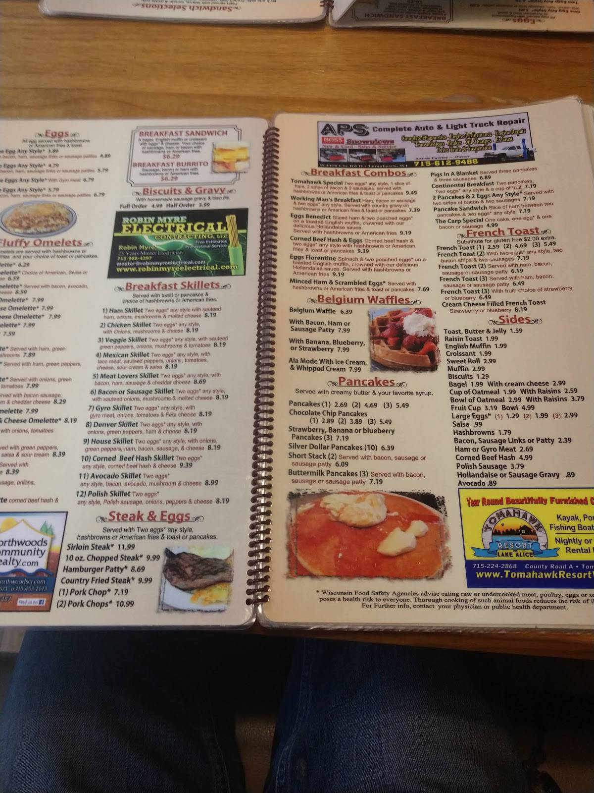 Menu at Tomahawk Family Restaurant, Tomahawk