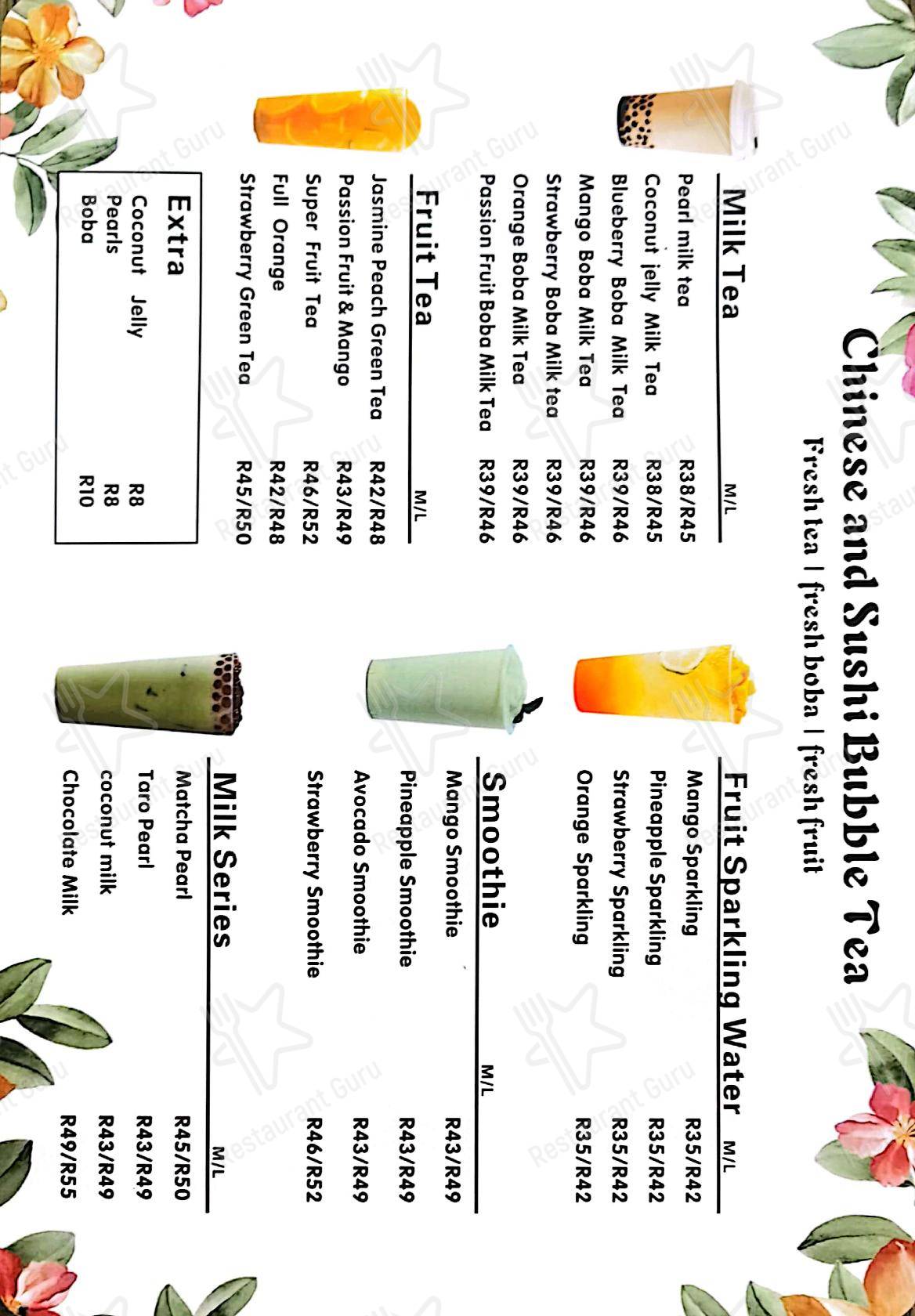 Menu at Tommy's Sushi.May time, Kloof