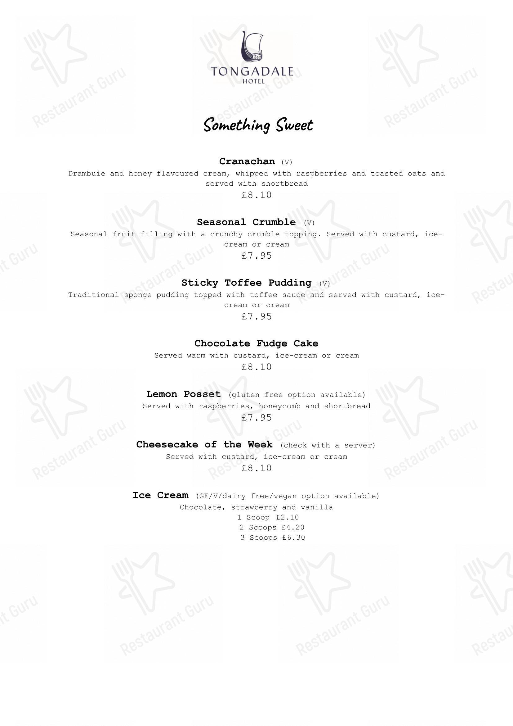 Menu at Tongadale Hotel pub & bar, Portree