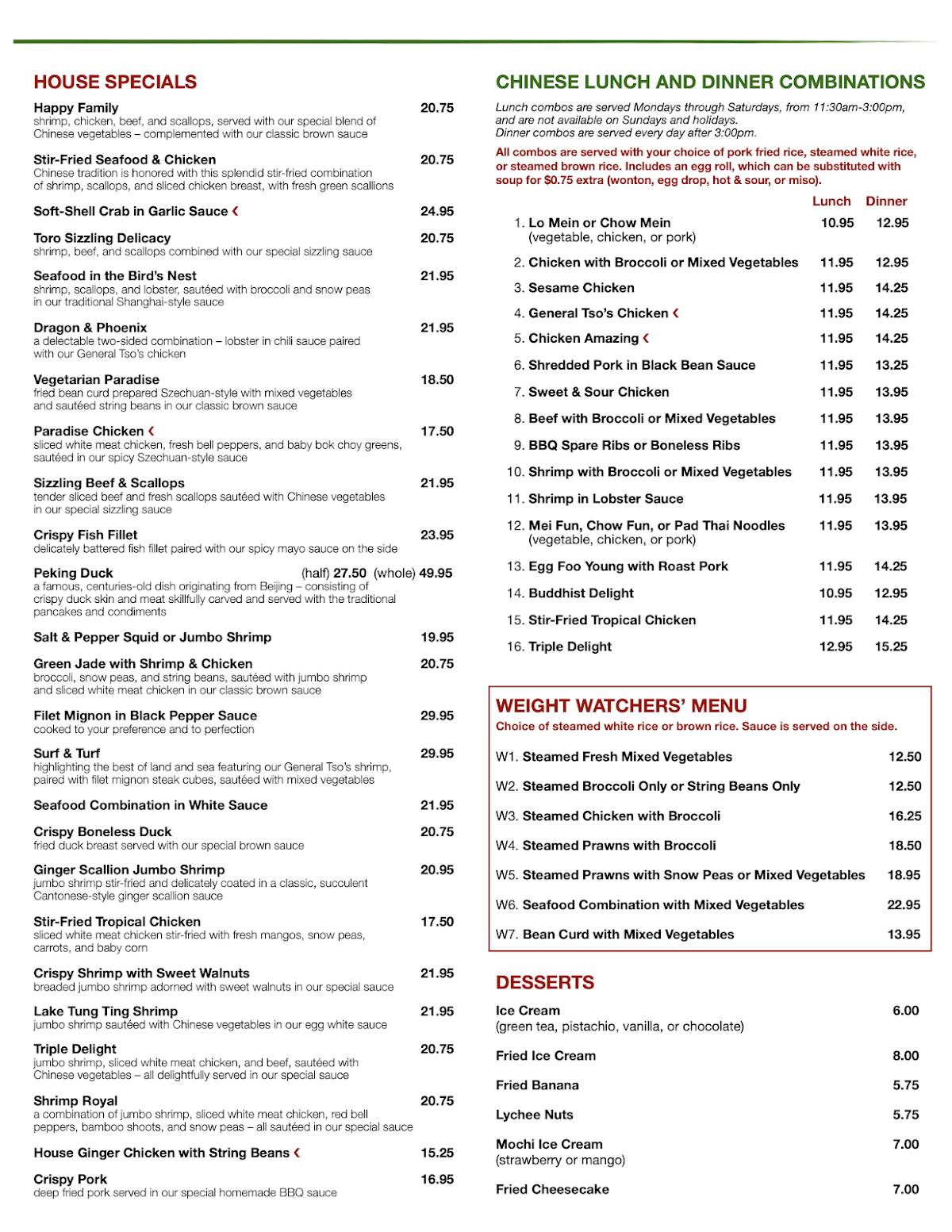 Menu at Toro restaurant, Carmel Hamlet, US-6