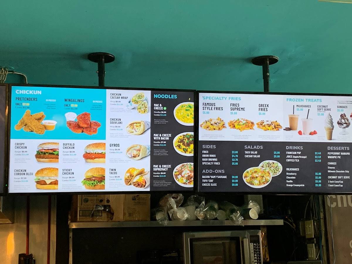 Menu at Odd Burger restaurant, Toronto