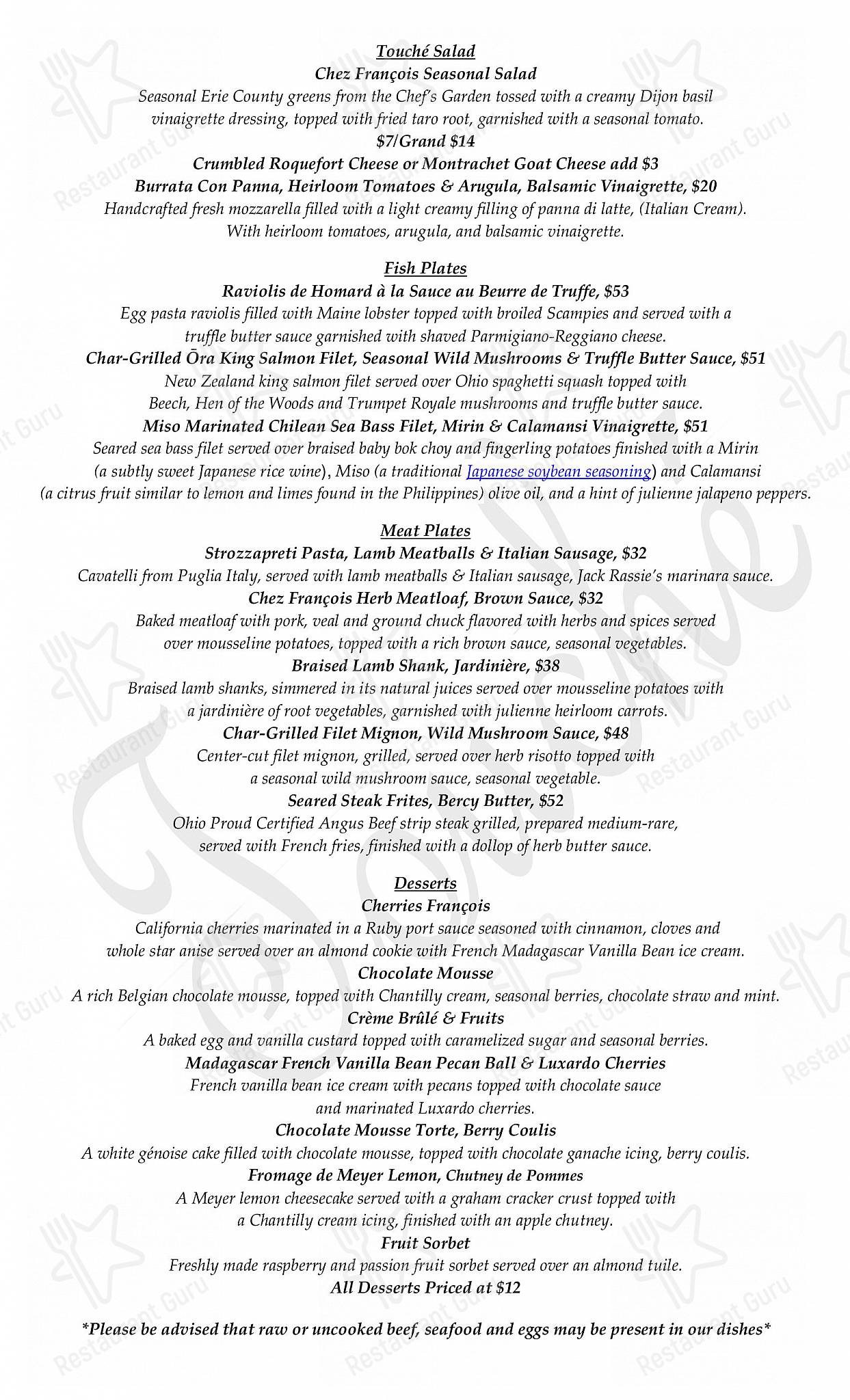 Menu at Touche pub & bar, Vermilion