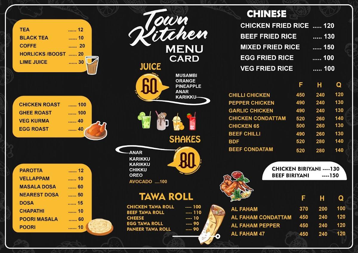 Menu at Town kitchen, Moonnupeedika