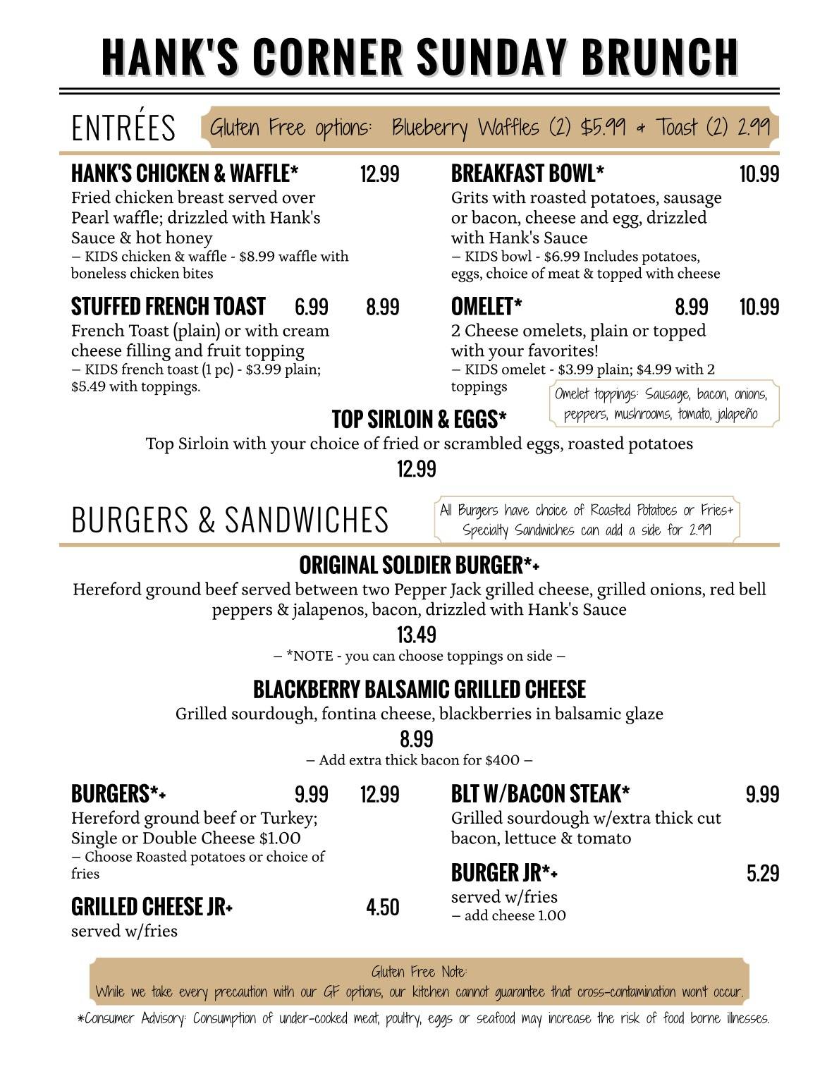 Menu at Hank's Corner Grille pub & bar, Tracy City