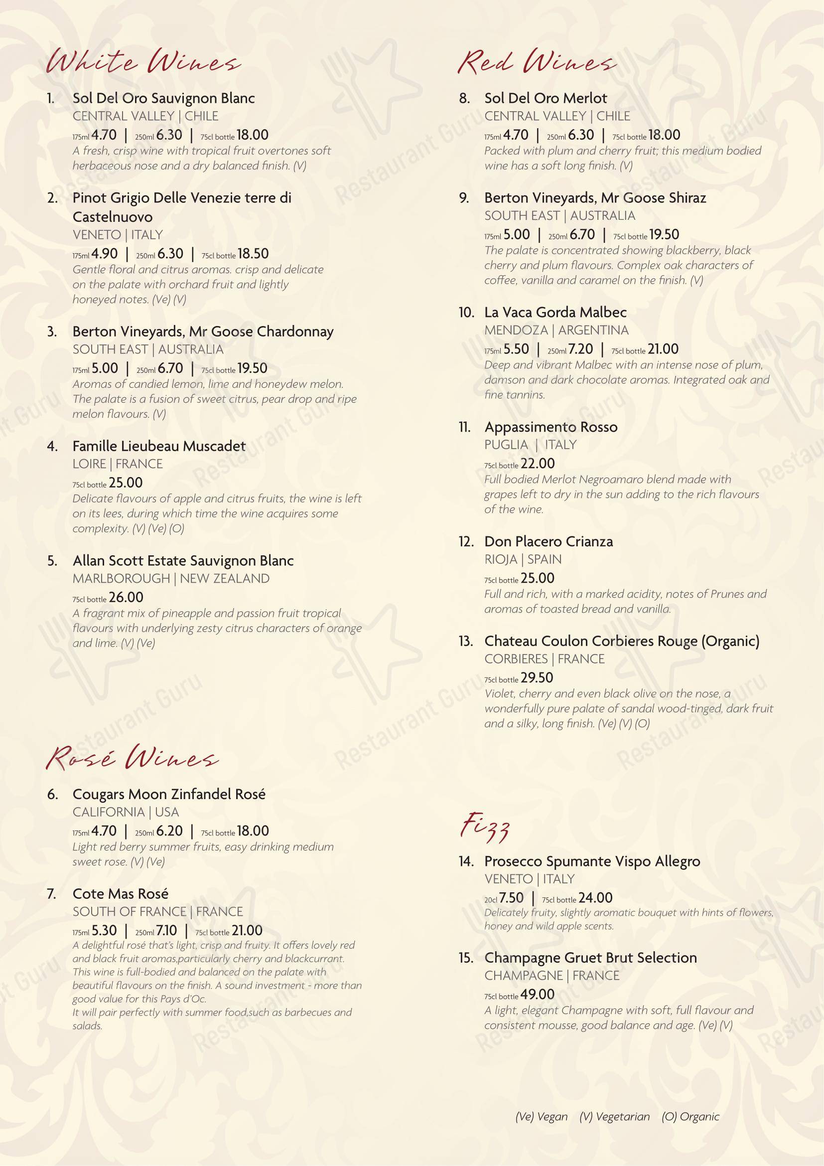 Menu at Trade Winds restaurant, Teignmouth