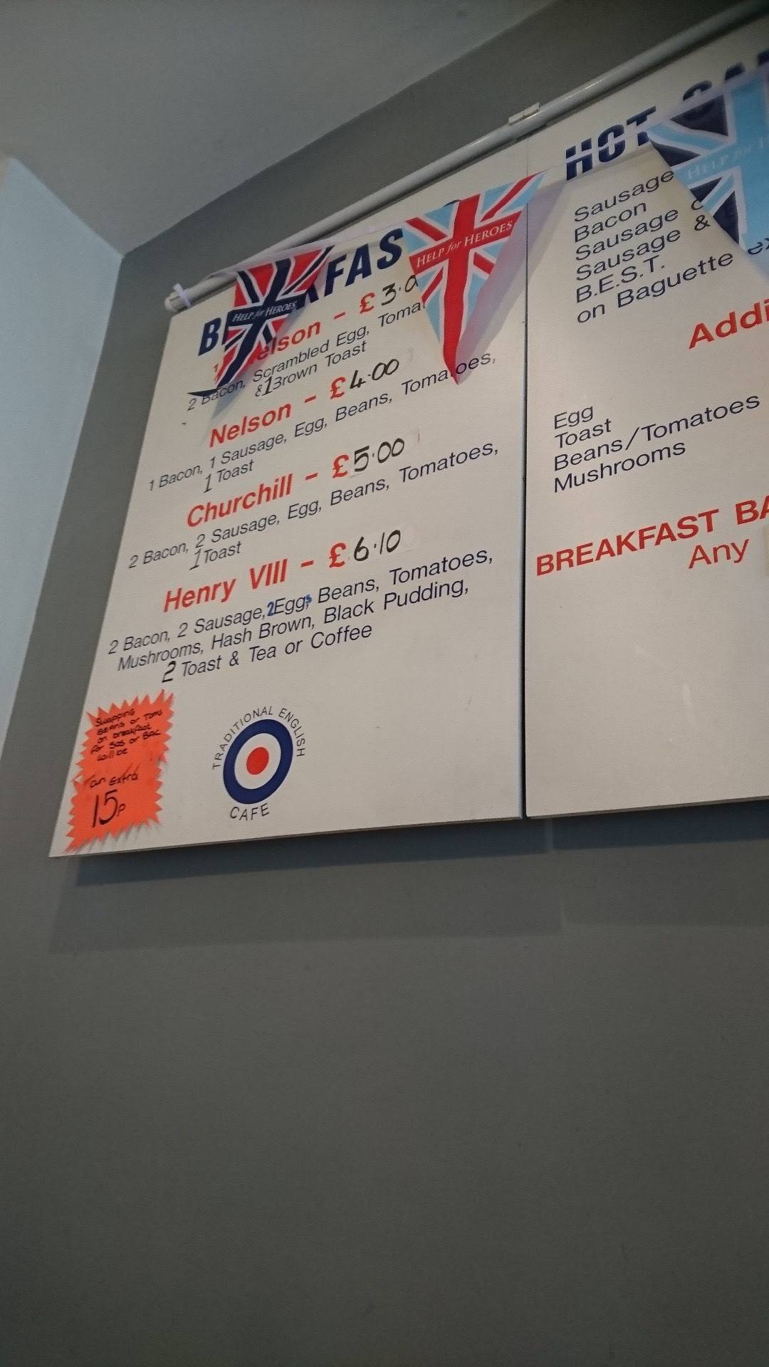 Menu at Traditional English Cafe & Coffee Shop, Birmingham