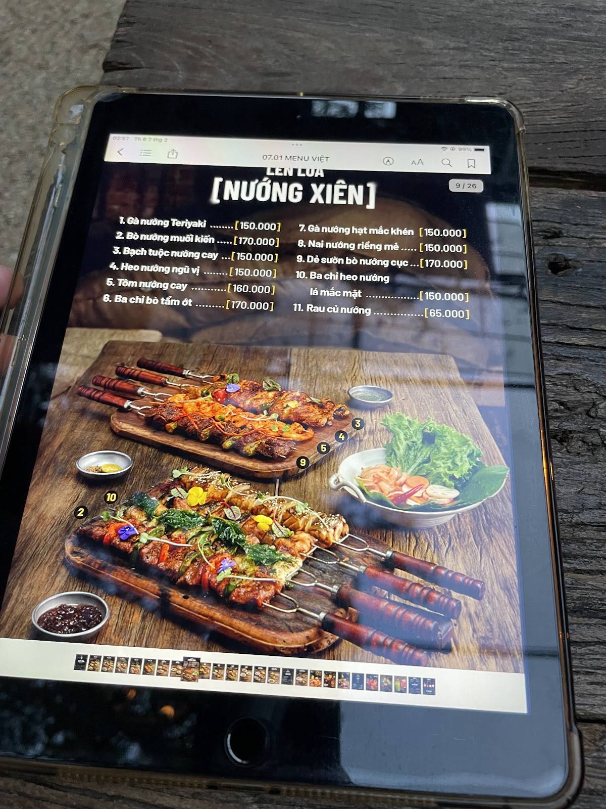 Menu at Trạm Hầm restaurant, Ho Chi Minh City