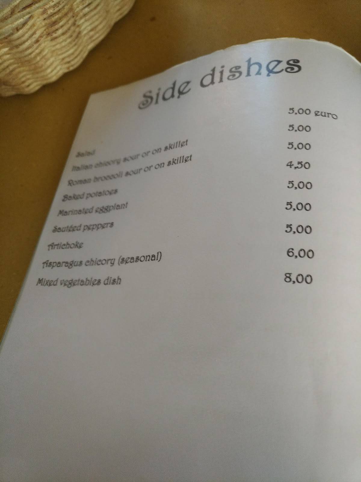 Menu at Trattoria Da Teo restaurant, Rome, Piazza dei Ponziani