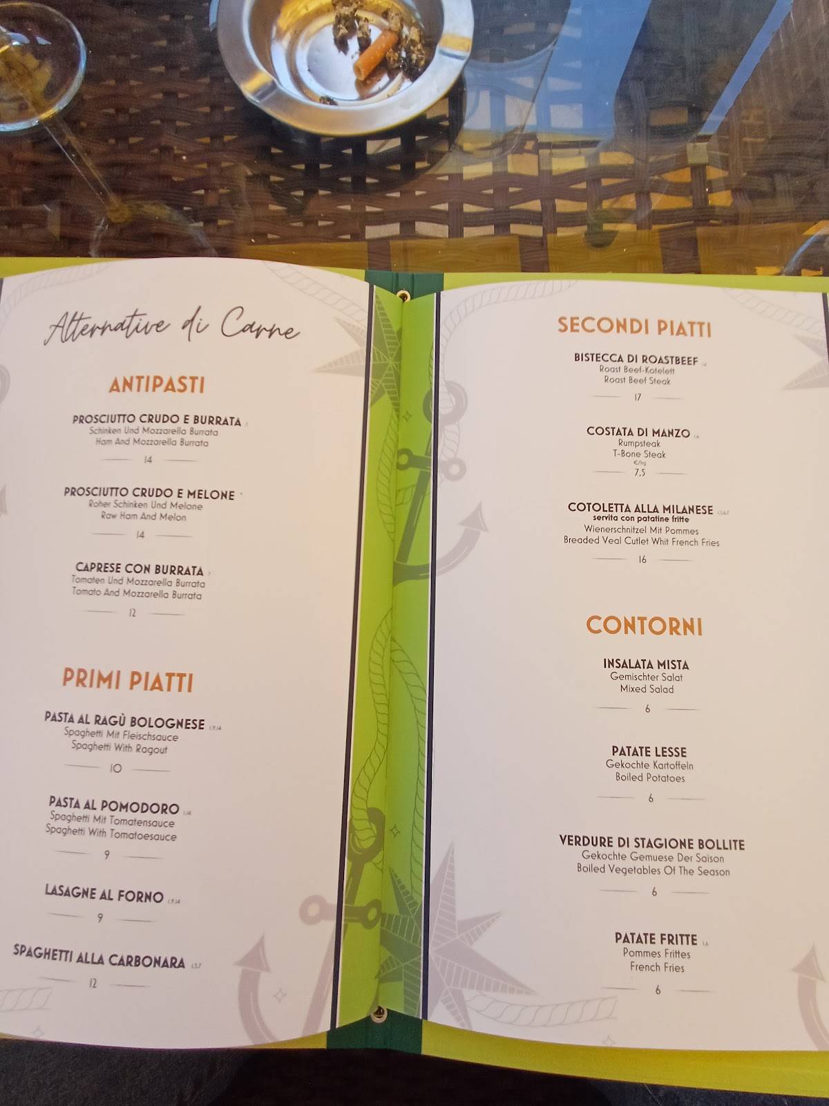 Speisekarte von Trattoria al Faro restaurant, Caorle