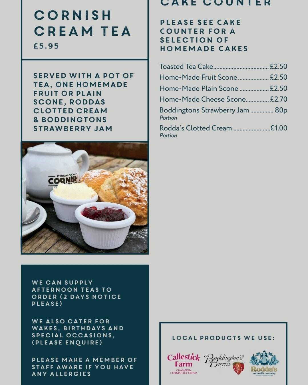 Menu at Trennick Mill restaurant, Truro