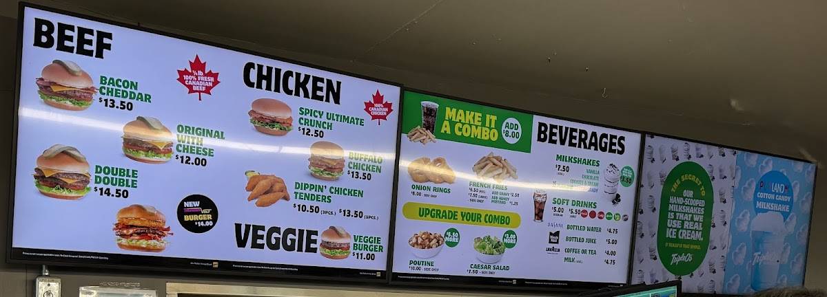 Menu at Triple O's PNE restaurant, Vancouver, E Hastings St