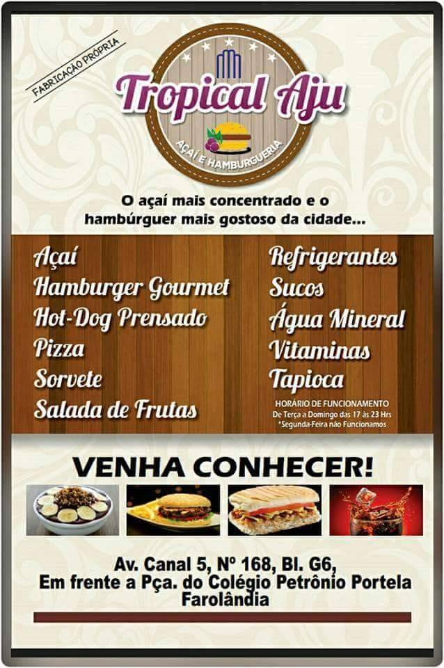 Menu at Tropical Aju - Açaí e Hamburgueria restaurant, Aracaju, Av. Dr ...