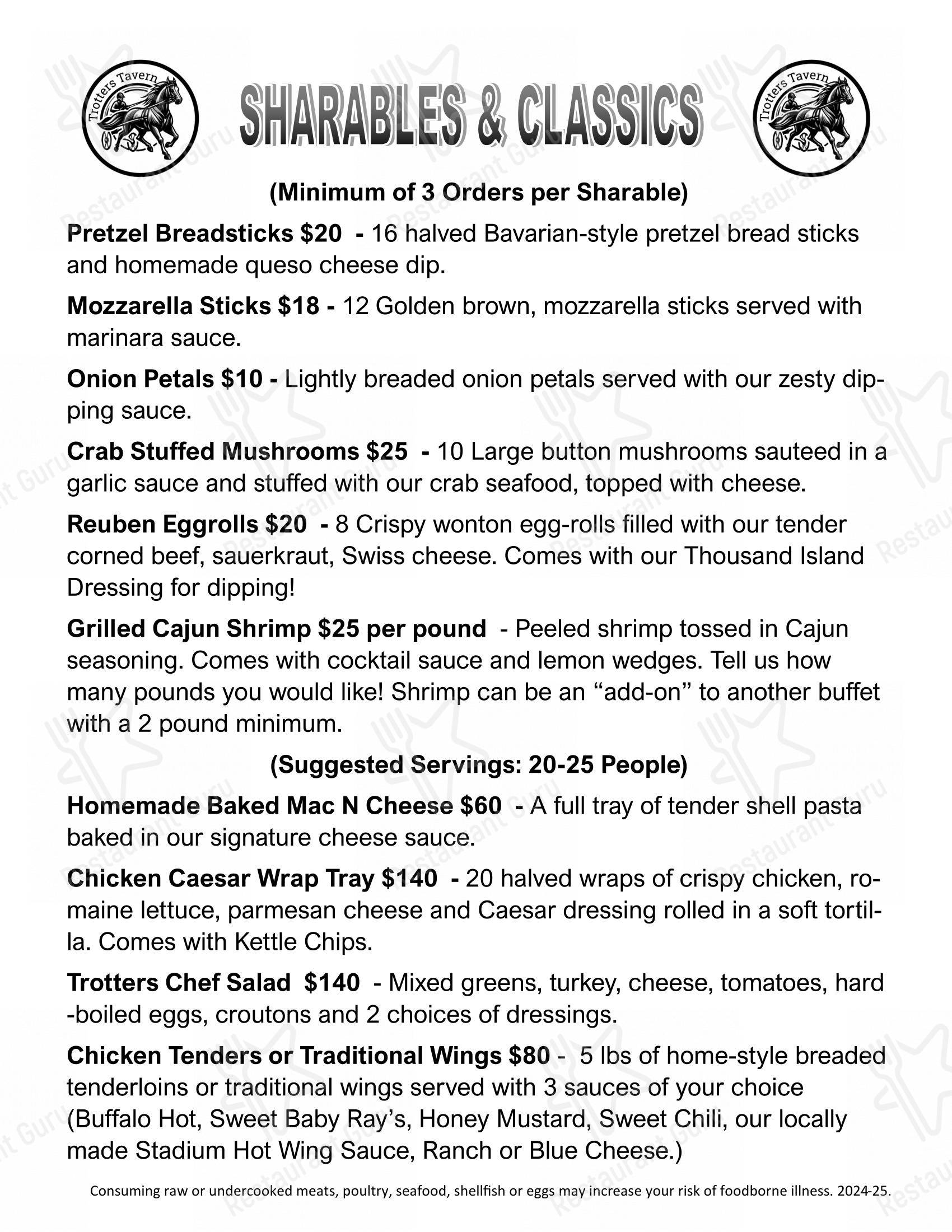 Menu at Trotters Tavern - Bowling Green, OH pub & bar, Bowling Green