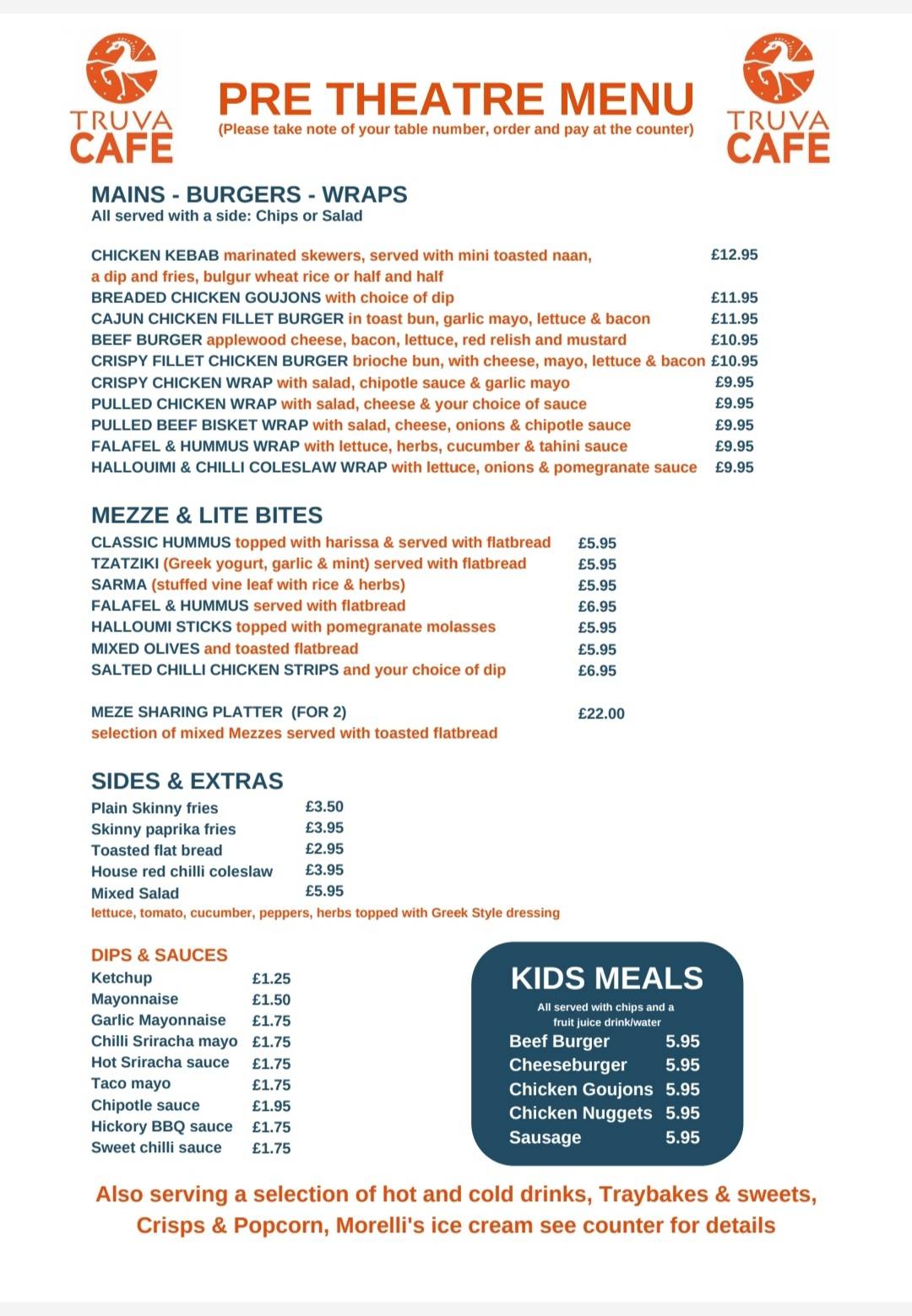 Menu at Truva Riverside Cafe @Riverside Theatre Coleraine, Coleraine