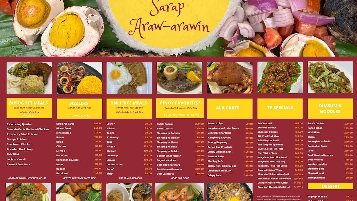 Menu at Tsong Pao restaurant, Mandaluyong