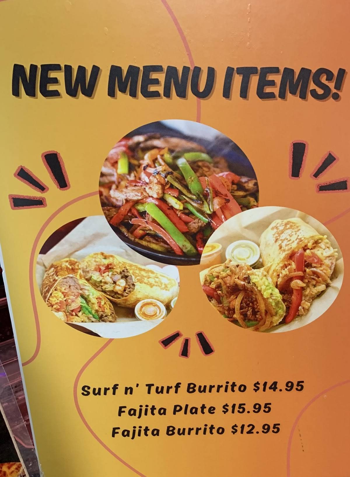 Menu at Tu Taco desserts, Myrtle Beach