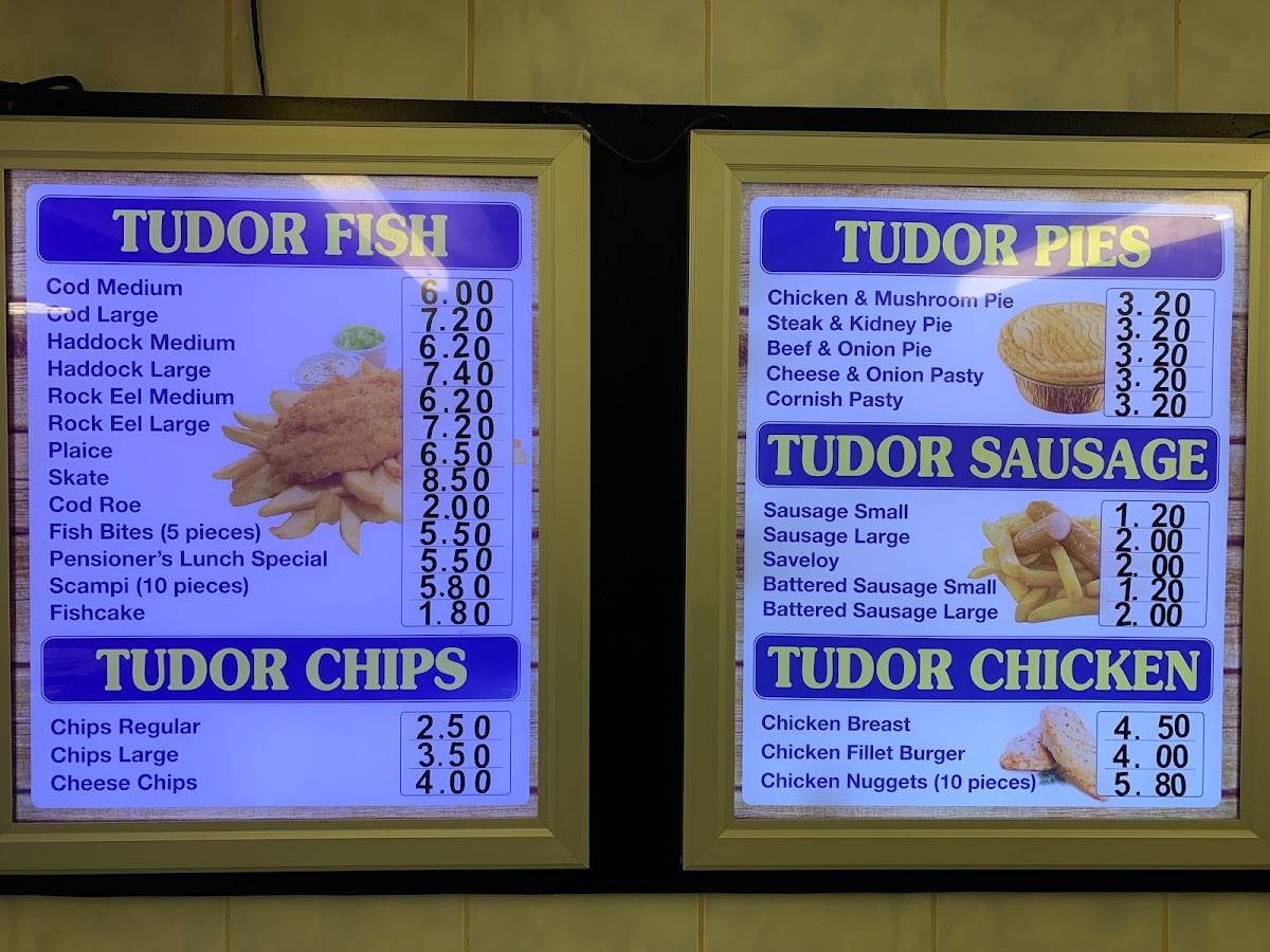 Menu at Tudor Chip Shop restaurant, Hadleigh