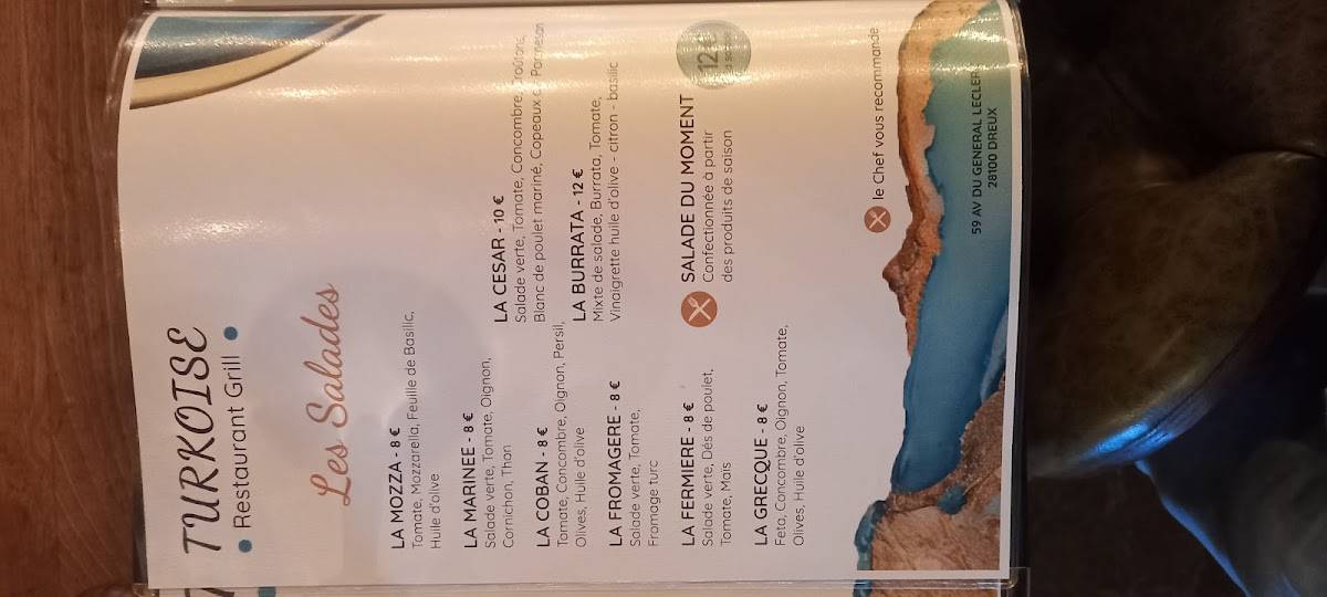 Menu au Turkoise Grill Dreux restaurant, Dreux
