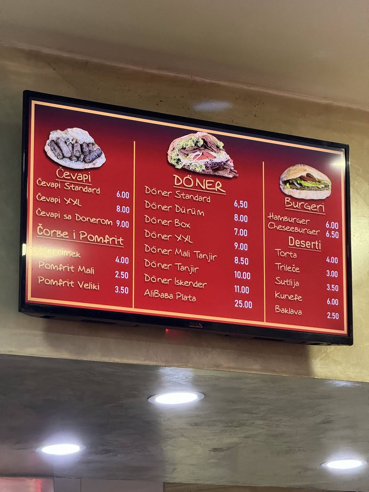 Menu at Alibaba Restoran restaurant, Tuzla
