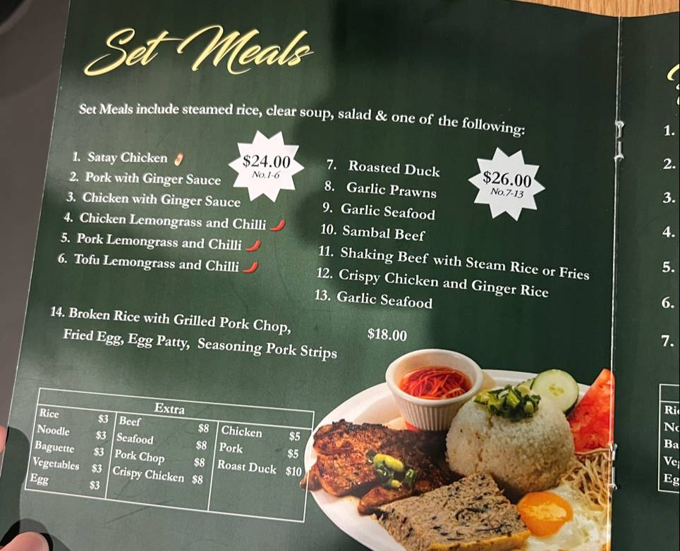 Menu at U&I Cafe, Northbridge